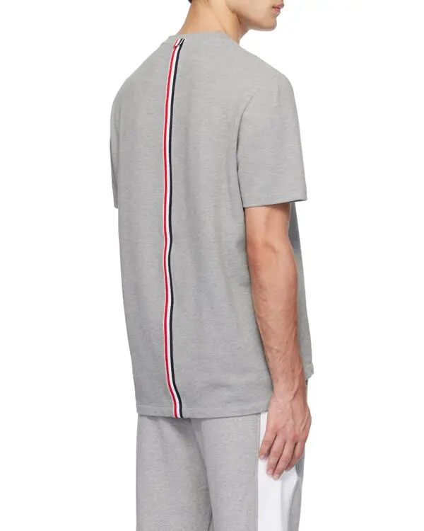 Thom Browne Rwb Striped Crewneck T-shirt - Light Gray