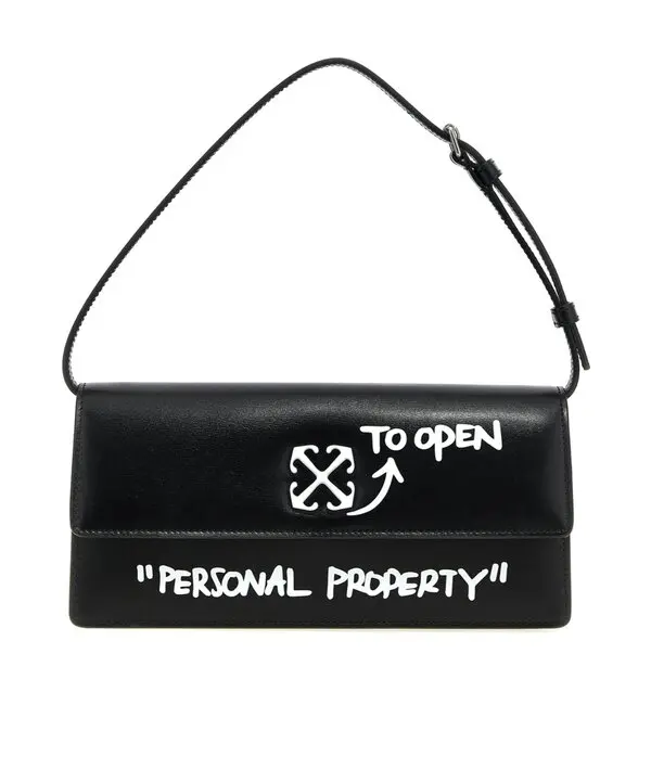 Off-White Jitney 1.0 Logo Plaque Shoulder Bag - Black