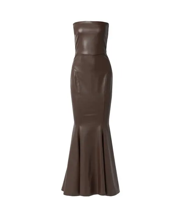 Norma Kamali Strapless Imitation Leather Maxi Dress