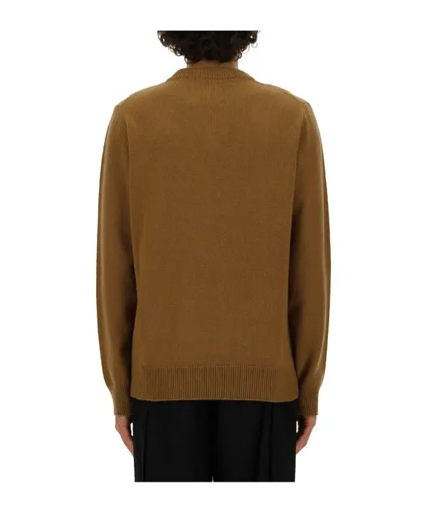 JIL SANDER V-neck Ribbed Jumper - Brown