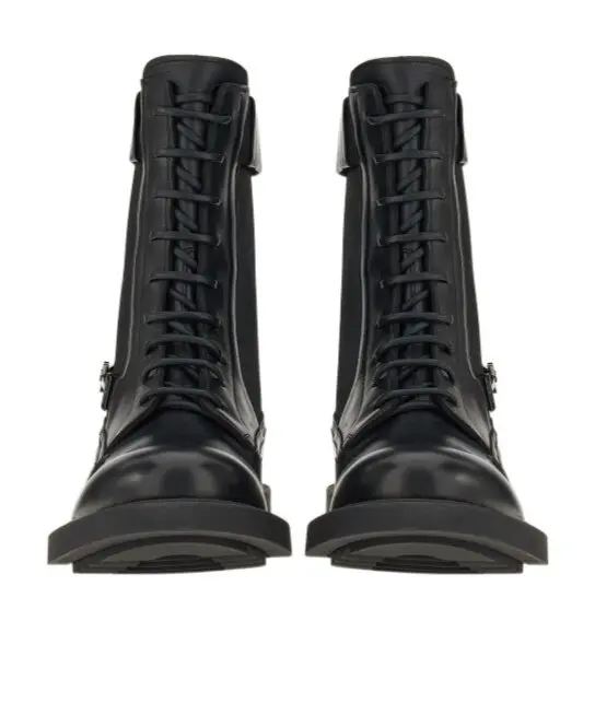 FERRAGAMO Gancini Buckle Lace-up Combat Boots