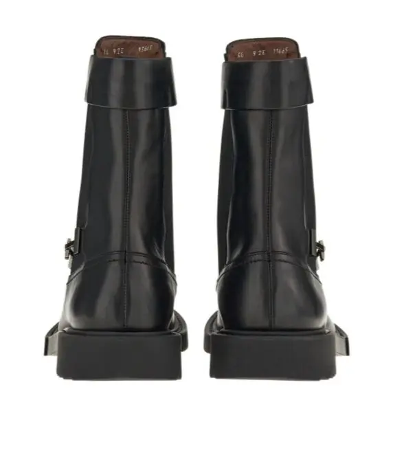 FERRAGAMO Gancini Buckle Lace-up Combat Boots
