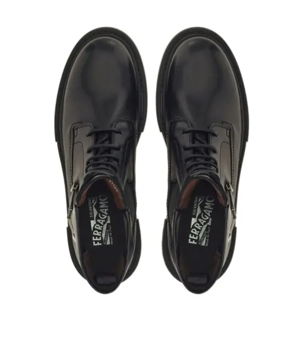 FERRAGAMO Gancini Buckle Lace-up Combat Boots