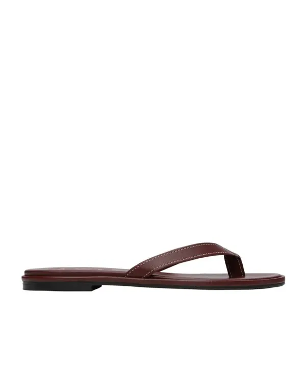 AeydĒ Contrast-stitch Thong Sandals - Wine Red