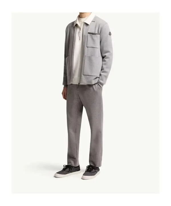 Moncler Wool Zip-up Cardigan With Leather Logo Details