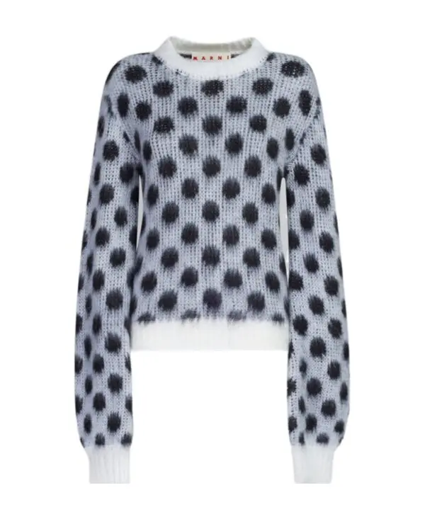 Marni Polka-dot Knitted Jumper With Lantern Sleeves