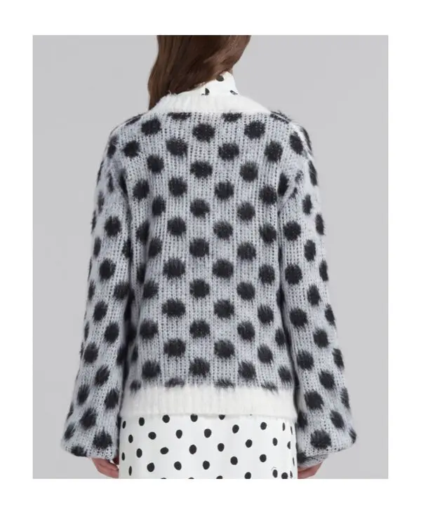 Marni Polka-dot Knitted Jumper With Lantern Sleeves