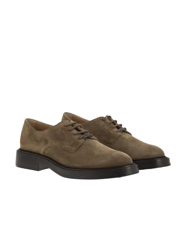 TOD'S Suede Lace-up Shoes - Beige