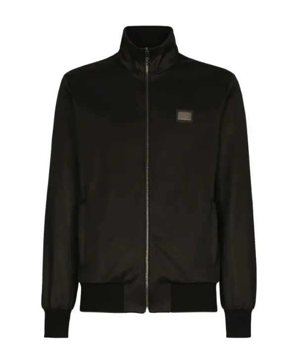 Dolce & Gabbana Logo Plaque Zip Track Jacket - Black