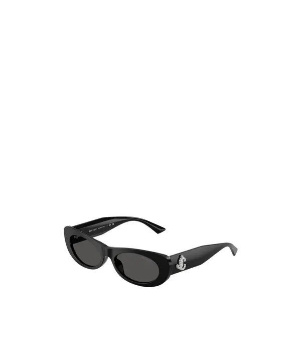 JIMMY CHOO Oval Frame Embellished Sunglasses - Black