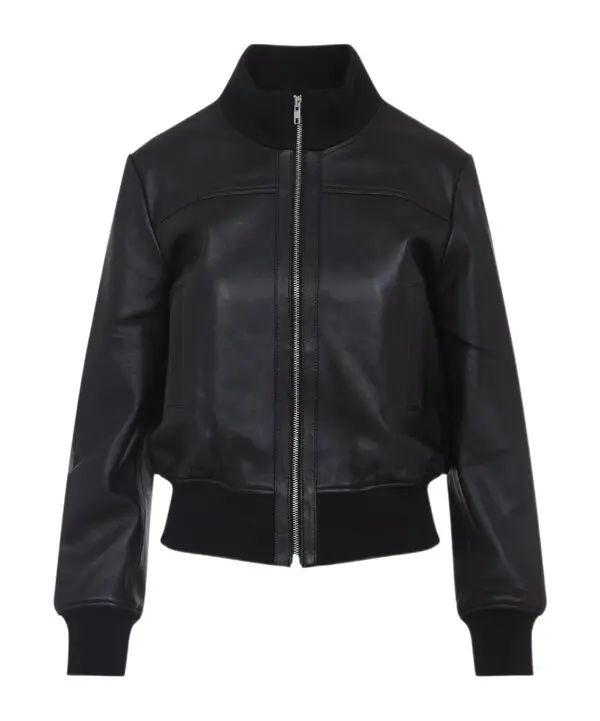 THE FRANKIE SHOP Long Sleeve Leather Jacket - Black