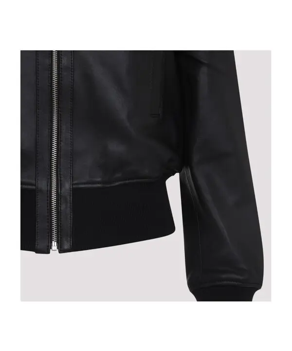 THE FRANKIE SHOP Long Sleeve Leather Bomber Jacket