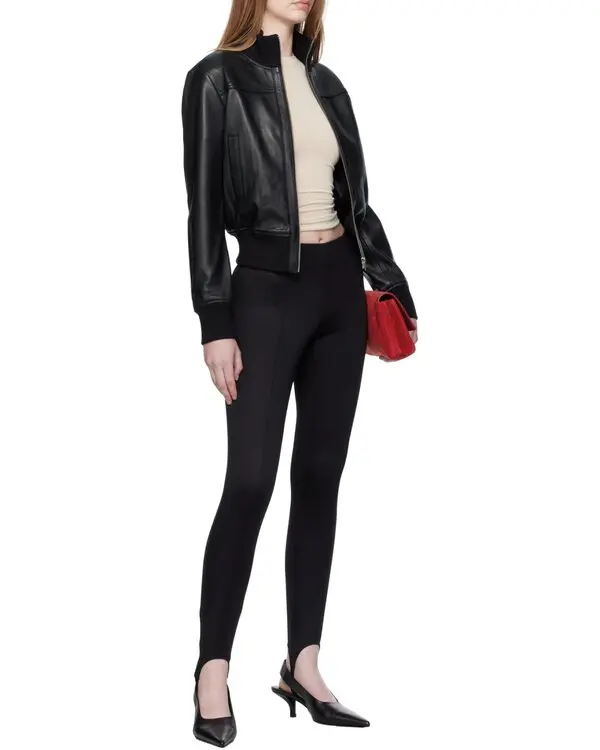 THE FRANKIE SHOP Long Sleeve Leather Bomber Jacket