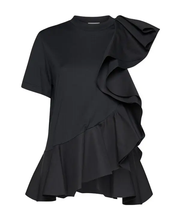 Alexander McQueen Asymmetric Ruffled Crewneck Top