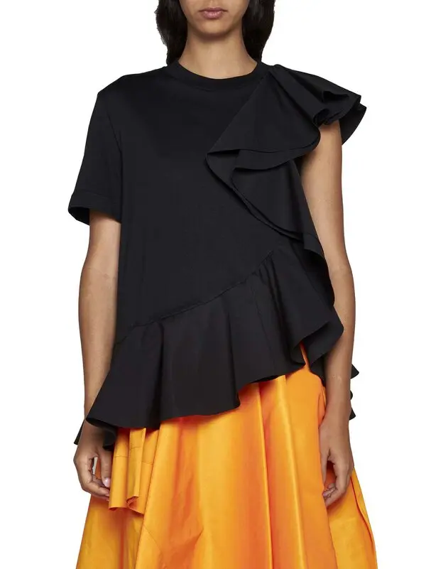 Alexander McQueen Asymmetric Ruffled Crewneck Top