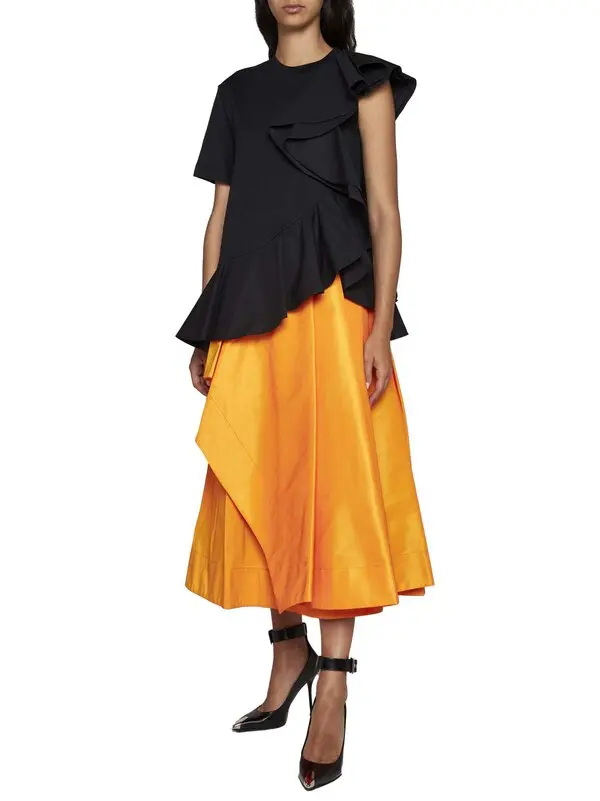 Alexander McQueen Asymmetric Ruffled Crewneck Top