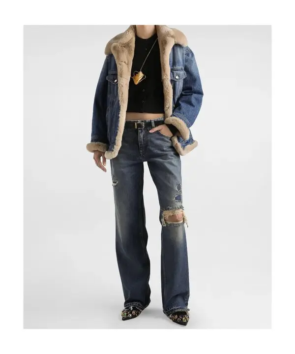 Dolce & Gabbana Fur-trimmed Denim Jacket
