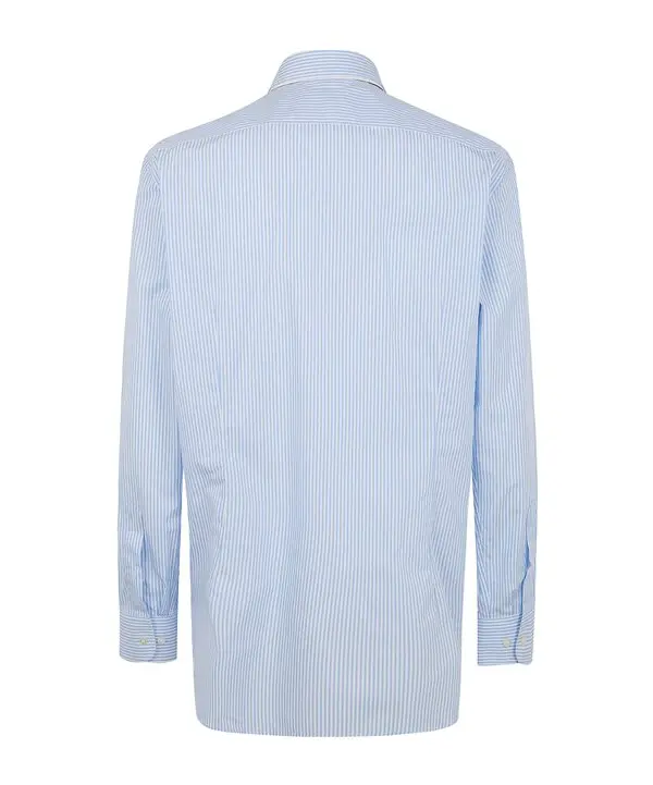 Etro Pegaso Embroidered Striped Shirt - Blue