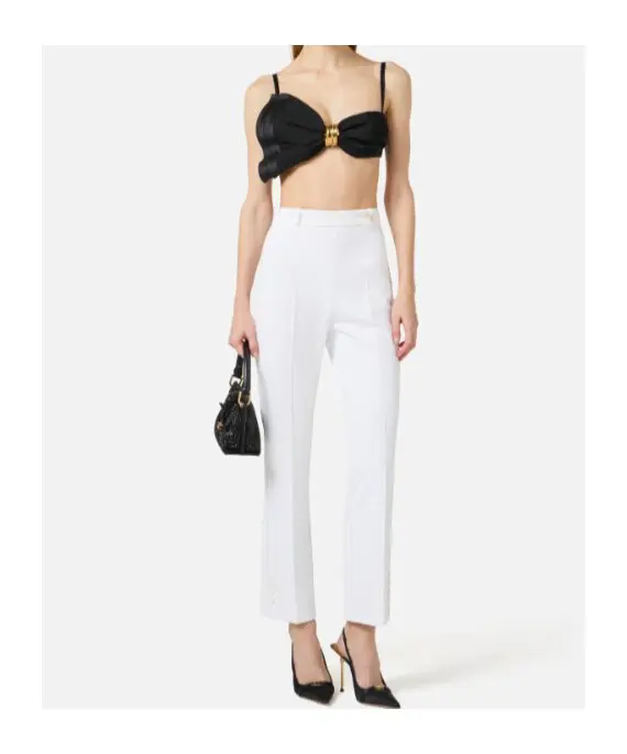 Elisabetta Franchi Slim Split-hem Pants With Logo Detail
