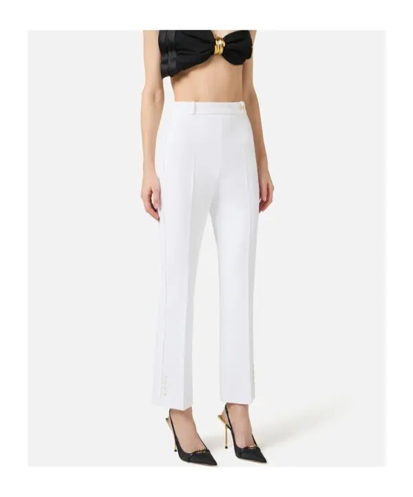 Elisabetta Franchi Slim Split-hem Pants With Logo Detail