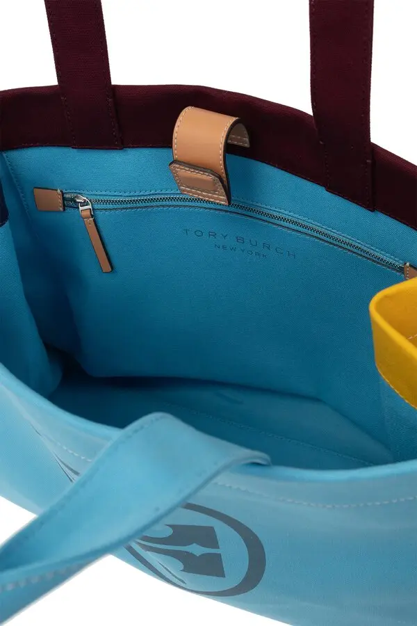 Tory Burch Logo Detailed Two-tone Tote Bag