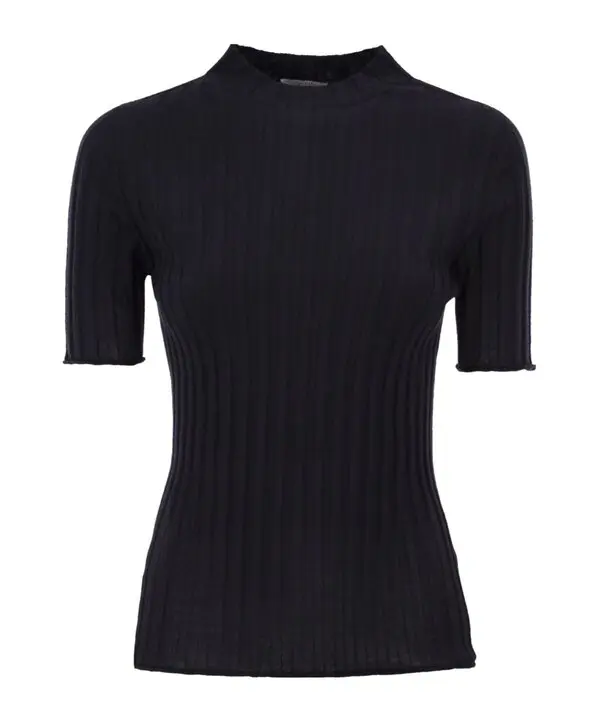 Peserico Short-sleeve Ribbed Turtleneck Sweater