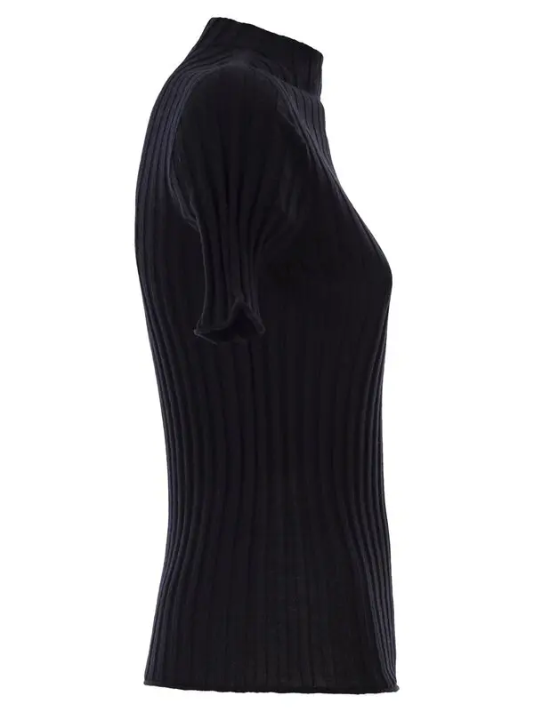 Peserico Short-sleeve Ribbed Turtleneck Sweater