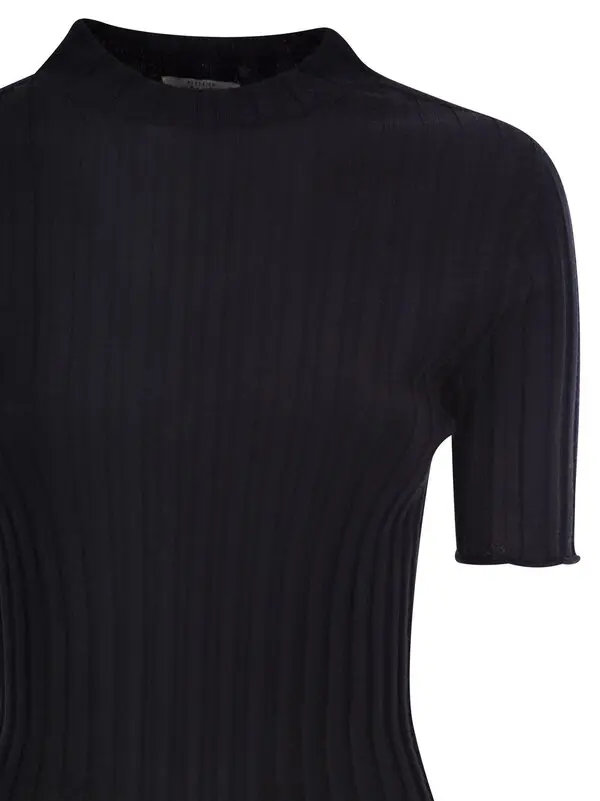 Peserico Short-sleeve Ribbed Turtleneck Sweater