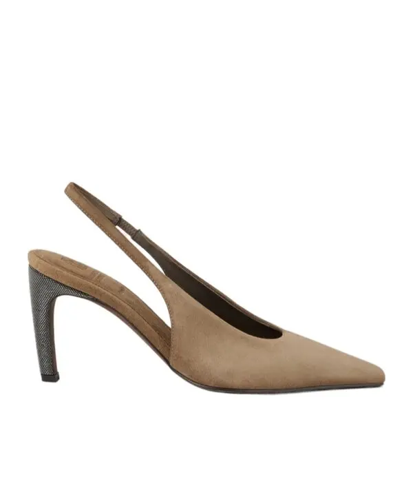 Brunello Cucinelli Suede Slingback Pumps