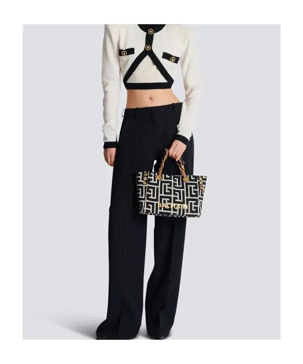 Balmain Monogram Jacquard 1945 Soft Tote Bag - Black