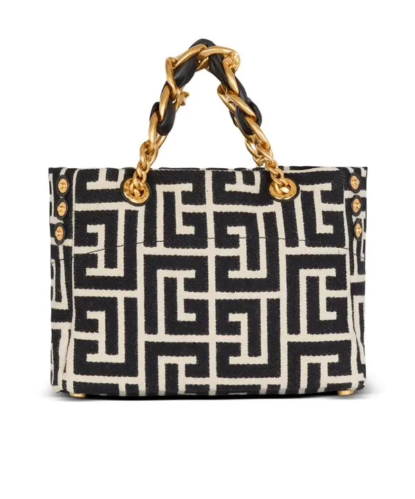 Balmain Monogram Jacquard 1945 Soft Tote Bag - Black