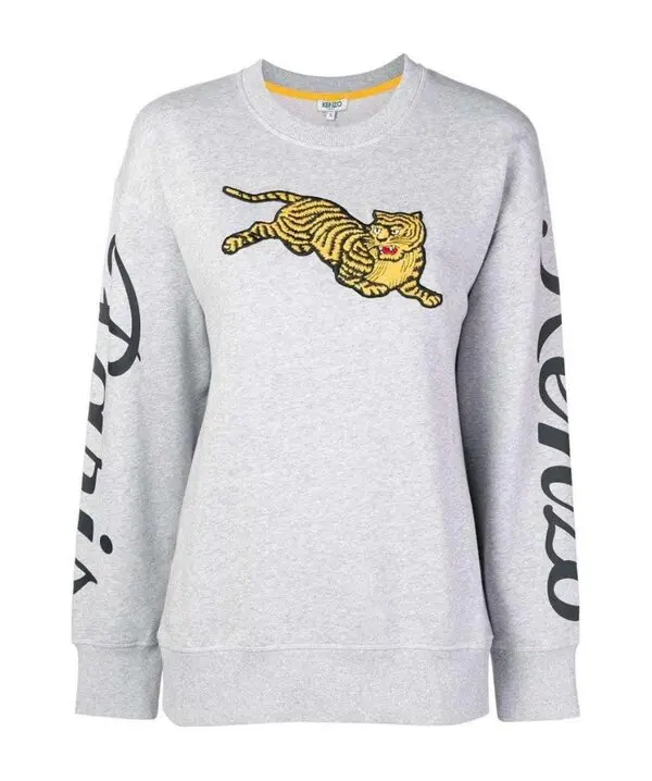 Kenzo Tiger Embroidered Long Sleeve Sweater - White