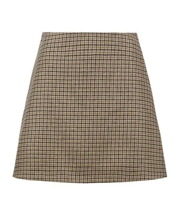 Moncler Checked A-line Mini Skirt - Beige/green
