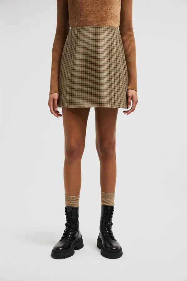 Moncler Checked A-line Mini Skirt - Beige/green