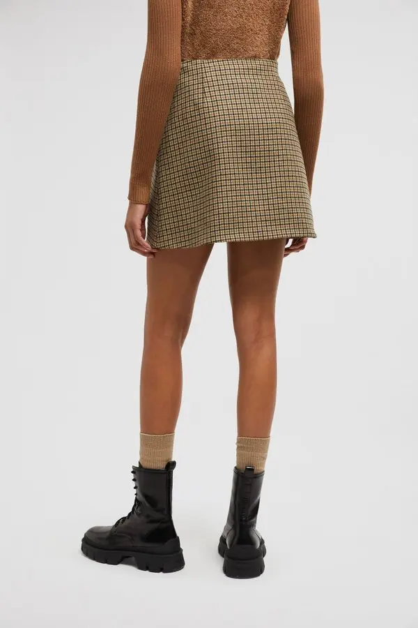 Moncler Checked A-line Mini Skirt - Beige/green