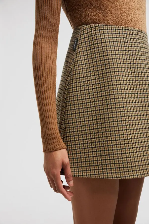 Moncler Checked A-line Mini Skirt - Beige/green