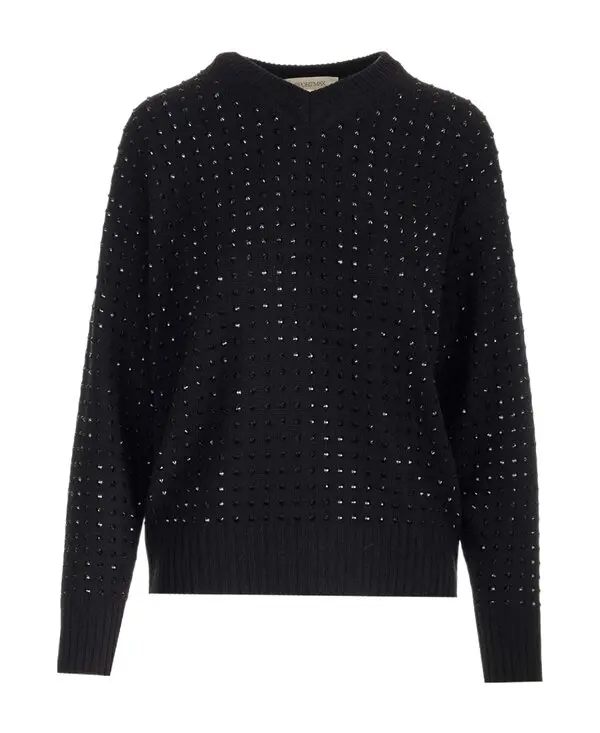 Sportmax Embellished V-neck Jumper - Black