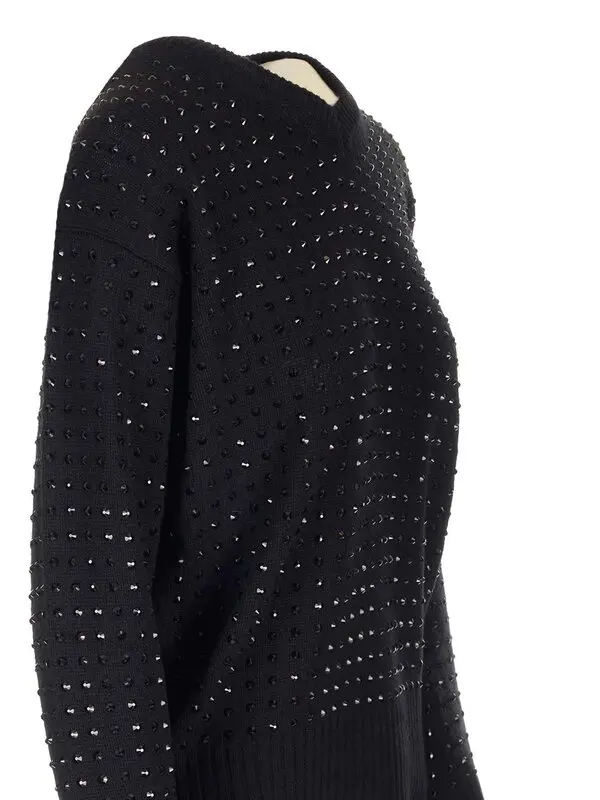 Sportmax Embellished V-neck Jumper - Black