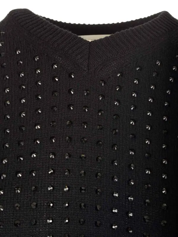 Sportmax Embellished V-neck Jumper - Black