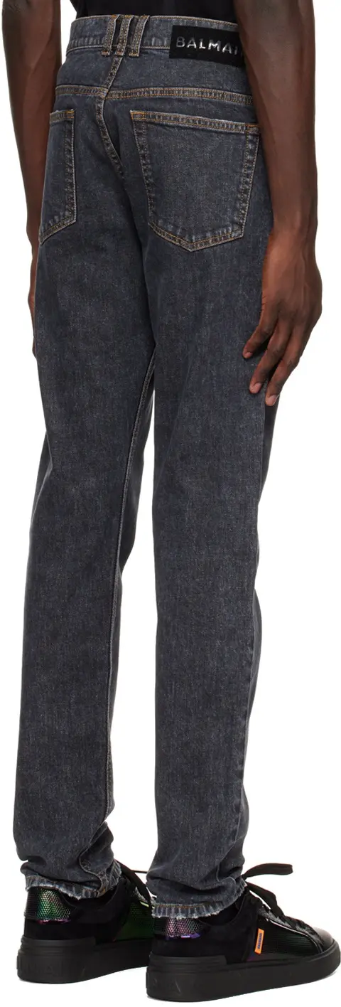 Balmain Straight Leg Denim Jeans - Black