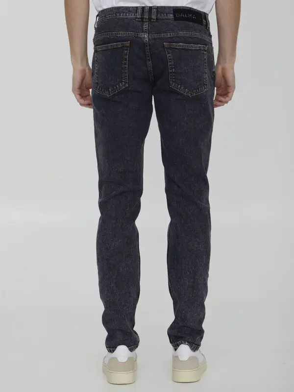 Balmain Straight Leg Denim Jeans - Black