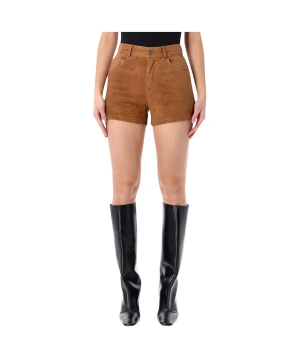 HAIKURE Brit Suede High-rise Shorts - Brown