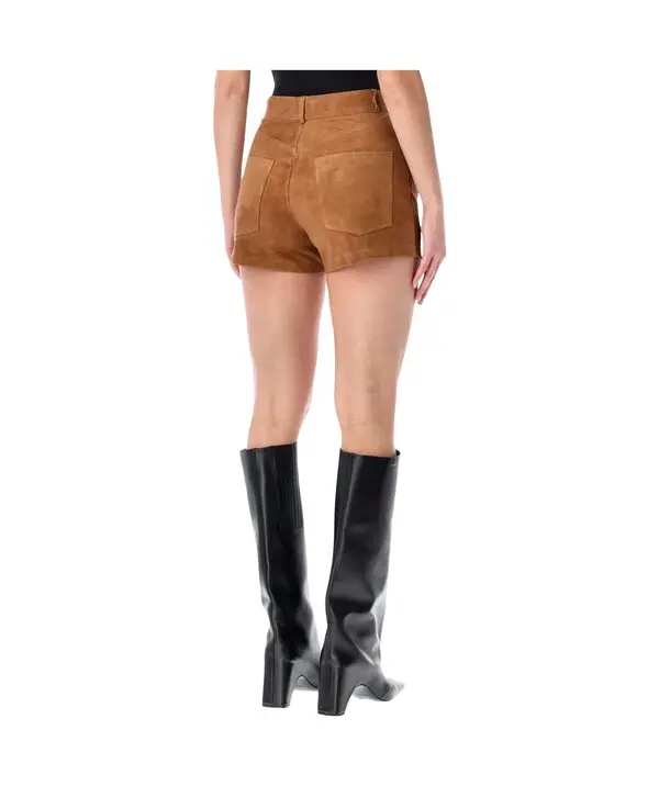HAIKURE Brit Suede High-rise Shorts - Brown