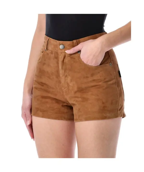 HAIKURE Brit Suede High-rise Shorts - Brown