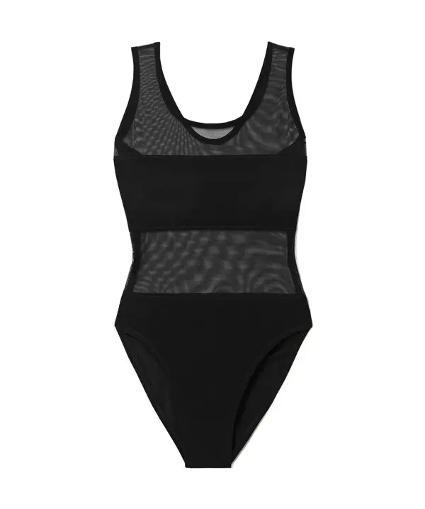 Norma Kamali Elastic Mesh Spliced One-piece Swimsuit - Black