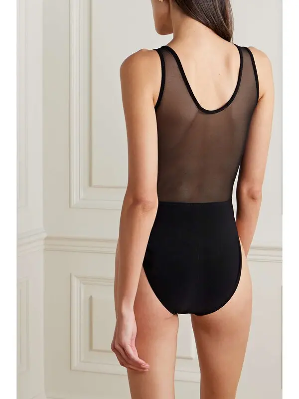 Norma Kamali Elastic Mesh Spliced One-piece Swimsuit