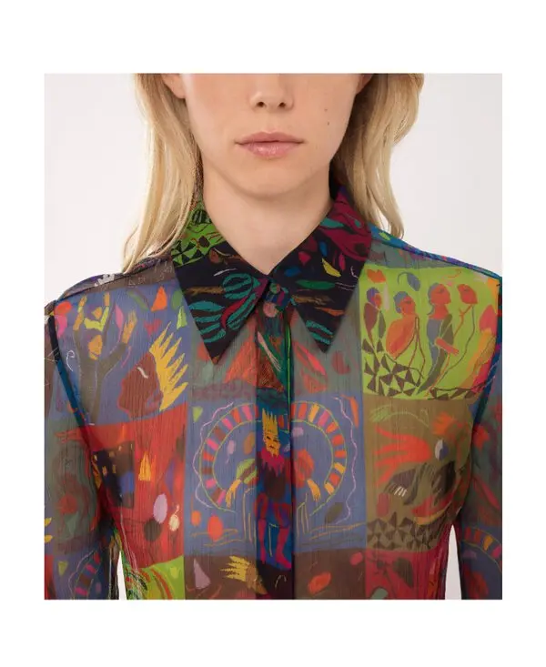 Chloé Graphic Print Long-sleeved Shirt - Multicolor