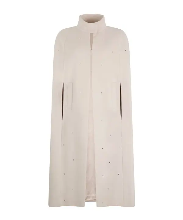 Peserico Embellished Straight Hem Cape - White