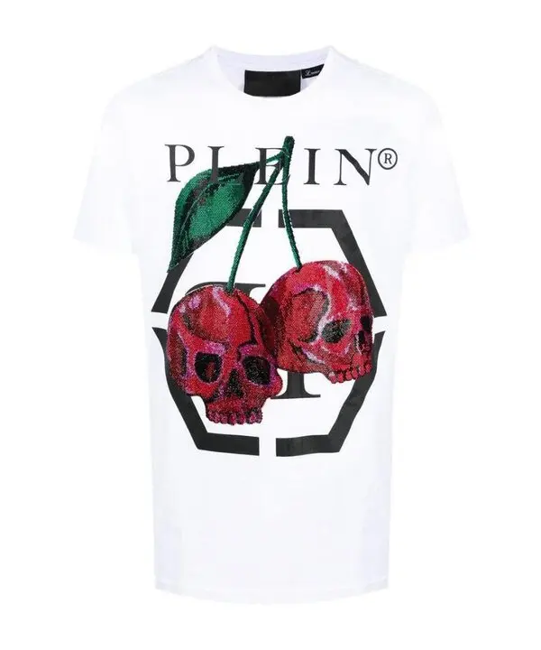 Philipp Plein Decorated Cherry Printed T-shirt - White