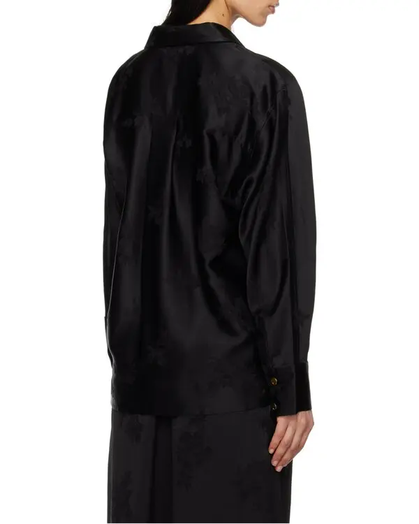 GANNI Floral Jacquard Long Sleeve Shirt